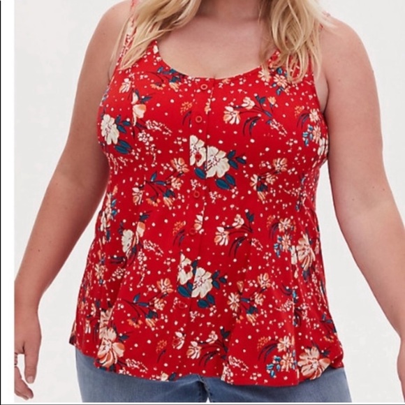 torrid | Tops | Torrid Red Floral Button Down Top | Poshmark